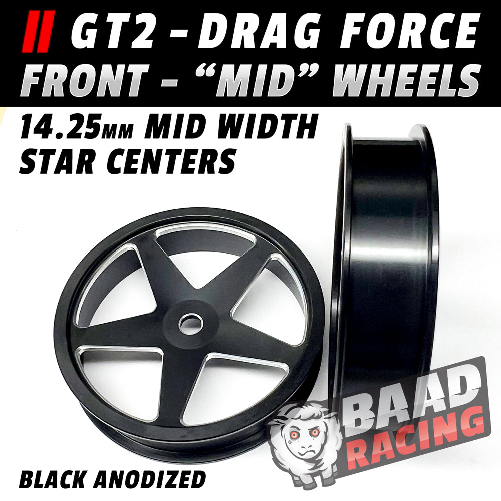 BAAD RACING | Glue Type - RC Drag Car Front Wheels - "MID WIDTH"